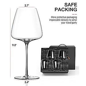 White&Red Wine Glasses Set of 4- Hand Blown Crystal Wine Glass-Thin Rim,Long Stem,Perfect for Red or White,Daily Use,Unique Wedding Anniversary or Birthday Gift