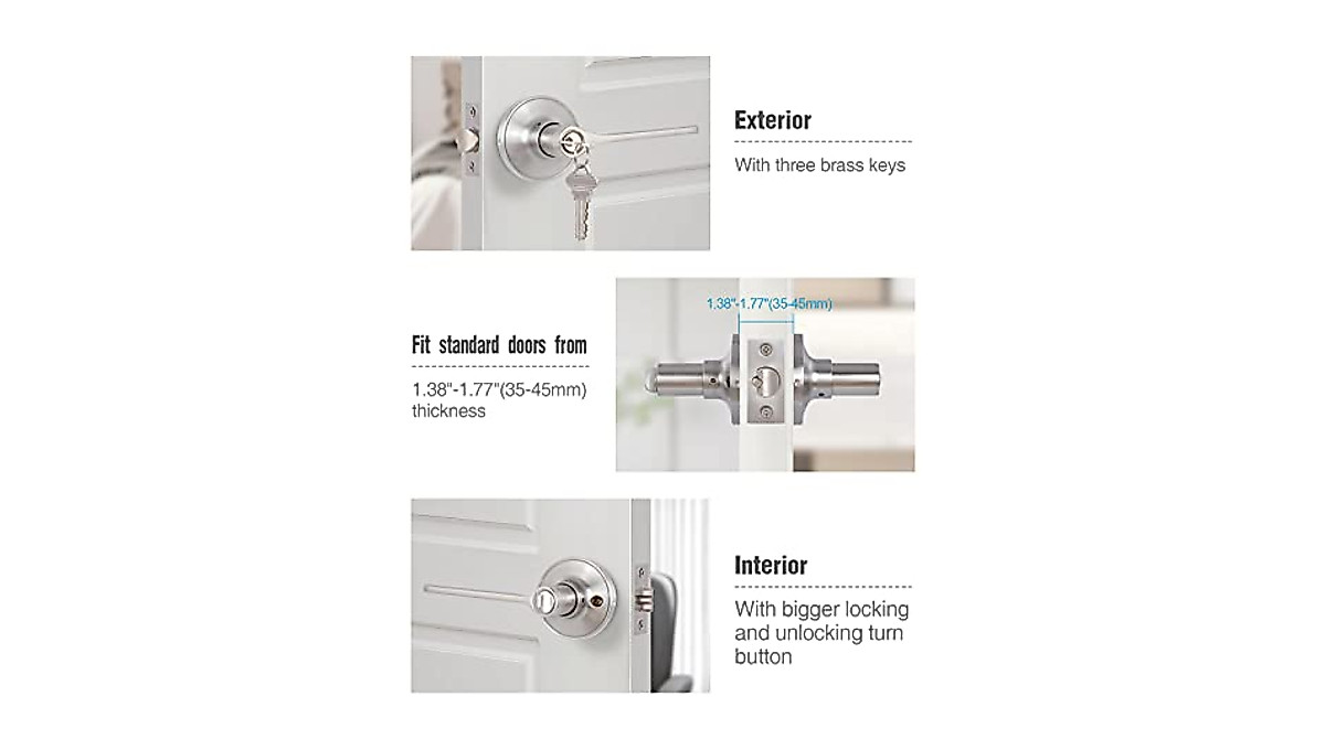 GITRANG 3-Pack Door Levers - Keyed Alike Satin Nickel