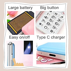 2G Unlocked Flip Phone for Seniors, Unlocked 2G GSM Big Unlocked Phone, 2.4 Inch Screen Big Cell Phone with SOS Function, 6800mAh Battery for Elderly Kids ()