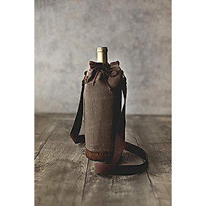 LEGACY - a Picnic Time brand Waxed Canvas Wine Tote, Insulated Growler and Bottle Carrier, (Khaki Green)