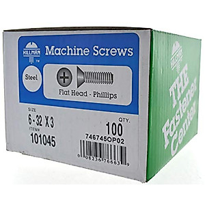 The Hillman Group 101045 6-32-Inch x 3-Inch Flat Head Phillips Machine Screw, 100-Pack