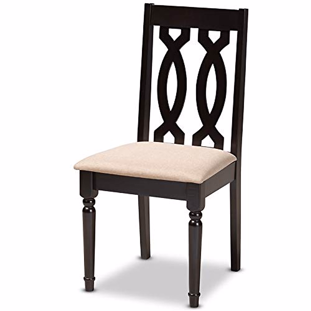 BOWERY HILL 17.9" Modern Oak Wood Dining Chair in Espresso/Sand (Set of 4)