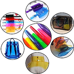 XHT 9 Pcs Clear PVC Vinyl, 21cmx30cm Fluorescent Solid Color Transparent Waterproof Film for Hair Bows Earrings Crafts