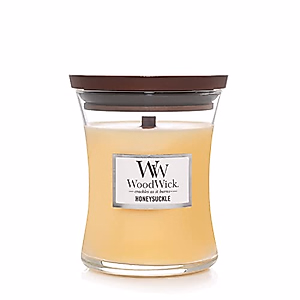 WoodWick Vanilla Bean Medium Hourglass Candle, 9.7 oz& Honeysuckle Medium Hourglass Candle, 9.7 oz.