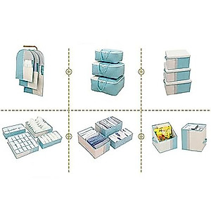 ichuanyi Underwear and Sock Drawer Organizers,24 Cell Collapsible Cabinet Closet Organizer Storage Boxes for Clothes, Socks, Lingerie, Underwear, Ties (Light Blue)
