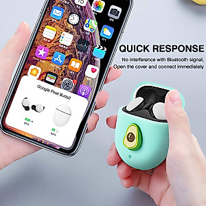 Newseego for Google Pixel Buds 2(2020) Case, Cute 3D Funny Protective Cover Soft Silicone Cartoon Shockproof Case for Google Buds 2 with Keychain Fashion Design Support Wireless Charging-Avocado