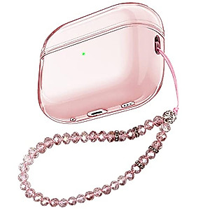 KOUJAON Compatible Airpods Pro 2nd Generation Case Clear, Soft TPU Transparent AirPods Pro 2 Case Cover (2022) Protective Skin with Hand Strap Lanyard (Clear Pink)