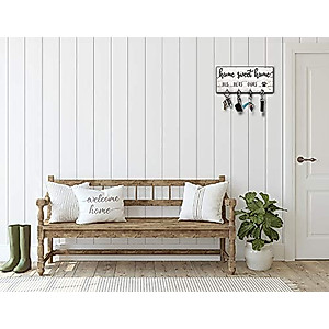 His, Hers, Ours, Paws Key Holder for Wall | Entryway Key Hook Decorative, Rustic Key Hangers for Wall | Dog Leash Holder for Wall, Farmhouse Home Decor Key Hooks | Home Sweet Home Sign
