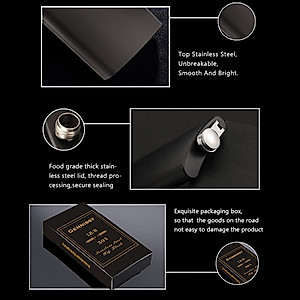 GENNISSY 12oz Whiskey Flasks for Liquor for Men, 304 18/11 Stainless Steel Leakproof with Funnel, with Never-Lose Metal Cap, Hip Flask Gift Sets for Groomsmen, Camping Pocket Metal Flask