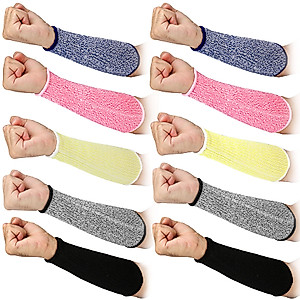 5 Pairs Cut Resistant Arm Sleeve Forearm Protection Sleeves Level 5 Protection Bite-Proof Arm Protectors Safety Arm Guard for Men Women(21CM)