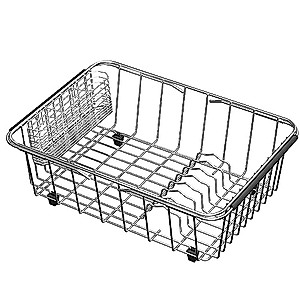 NiuYichee Dish Drying Rack in Sink, Expandable Stainless Steel Dish Drainer Rack Organizer Over Sink Counter, with Stainless Steel Utensil Racks, Fit 14.2" to 19.5" Sinks (Large)