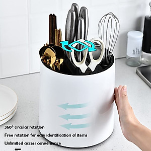 Utensil Holder Rotary Knife Holder Socket Knife Seat Household Kitchen Knife Seat Kitchen Chopsticks Spoon Integrated Multi-functional Knife Storage Rack for Home, Kitchen, Restaurant