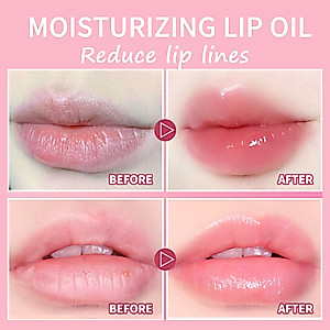 4Pcs Roll On Lip Oil Hydrating Lip Gloss Set, Lip Shine Fruit Lip Gloss, Transparent Plumping Lip Gloss Natural Shiny, Crystal Jelly Liquid Lipstick Long Lasting Lip Care Products for Women and Girl