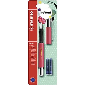 STABILO Fountain Pen beFab! Uni Colors - Watermelon Splash + 3 ink cartridges blue
