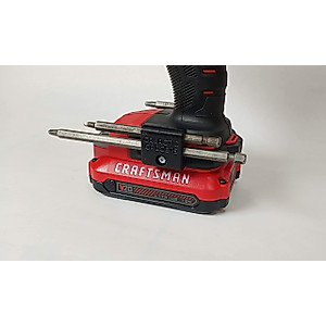 Side Mount MAGNETIC Bit Holder for Dewalt 20V or Craftsman V20 Drill or Driver - 2 Slot Pass Thru (Black) - Galactic Gadgets