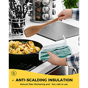 Teal Ombre Pot Holders for Kitchen Heat Insulation, Watercolor Modern Turquoise Abstract Art Aesthetics Potholders Hot Pads with Hanging Loop, Washable Oven Pot Holder Trivet for Cooking Baking 3 Pack