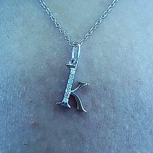 Dazzlingrock Collection 0.05 Cttw Round White Diamond Lowercase Initial 'k' Pendant Necklace with 18 inch Silver Chain for Women in 14K Solid White Gold