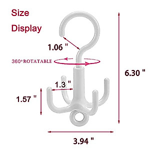 LIUHE 3 Pack Hangers for Closet, 4 Claws 360 Degree Rotatable, 6.3 Inches Large Size Twirl Stackable Hooks Tie Racks for Scarves Belts Ties Clothes Bags Shoes Scarf Closet Organizer Closet Storage