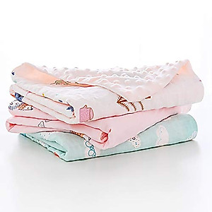 Jay & Ava Premium Cotton & Minky Dotted Backing Baby Blanket, Double Layer, Super Soft Crib, Nursery, Stroller, Receiving Blanket for Girls, Boys, Newborns (Pink Hedgehog)