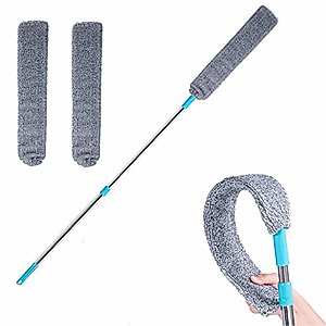 Retractable Gap Dust Cleaner Under Appliance Microfiber Duster Dust Brush with Extension Pole (36 to 55 inches) Cleaning Duster for Bed High Ceilings Furniture Bottom Household Gap Duster