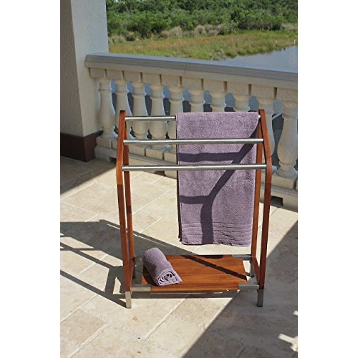AquaTeak Sula Teak & Stainless Steel Towel Stand