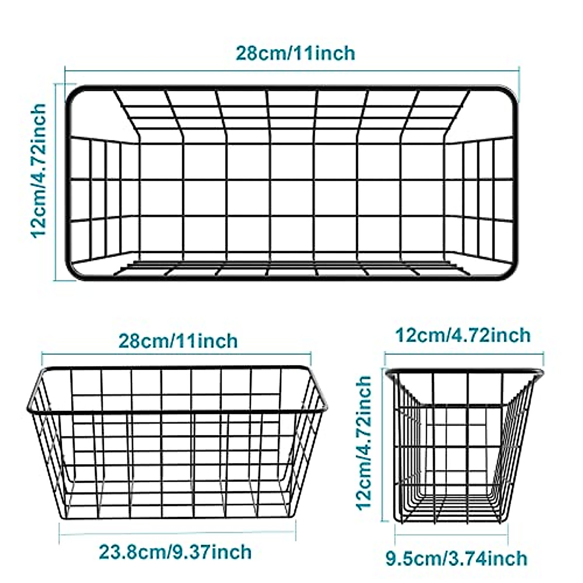 MaraFansie Hanging Kitchen Baskets Wire Storage Basket Adhesive Basket Over the Cabinet Door Organizer No Drilling, for Cabinet Pantry Organization and Kitchen, Bathroom, Storage, 2 Pack, Black