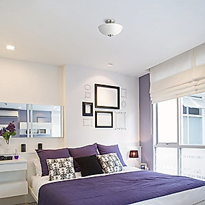 Globe Electric 63357 2-Light Semi-Flush Mount Ceiling Light, Brushed Nickel, Chrome Accents, Frosted Glass Shade, Light Fixtures Ceiling Mount, Bedroom Lights for Ceiling, Dining Light Fixture