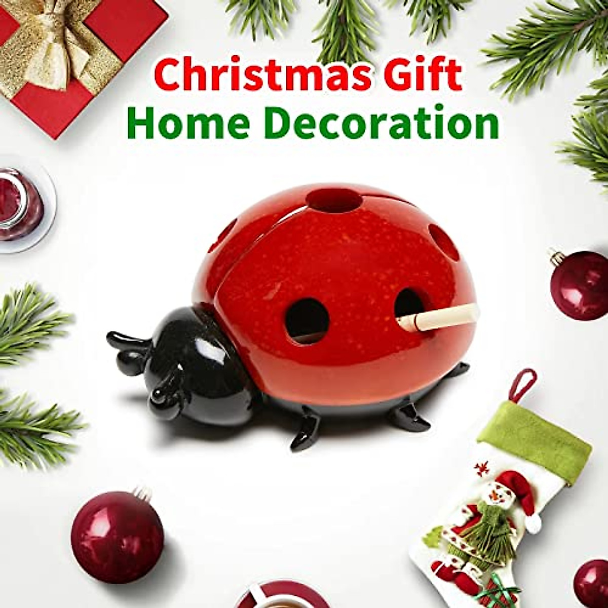 Fantasy Ashtray Ash Holder for Smokers Cigarettes Desktop Decoration Garden Statue Gift Outdoor Lawn Patio Gift for Home Office Balcony Yard Lawn (Red)