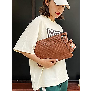 Hycurey Clutch Bags for Women Evening Clutch Purses Large Woven Clutch Purse Oversized Clutch Wallet Wrist Bags for Girls