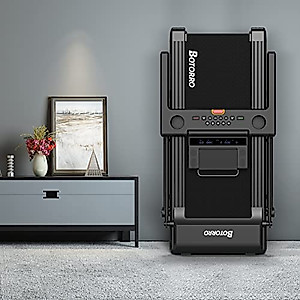 Folding Treadmill Exerciser Foldable Walk Running Machine Portable Treadmills for Home and Apartment LCD Display and Bluetooth Speaker No Assembly