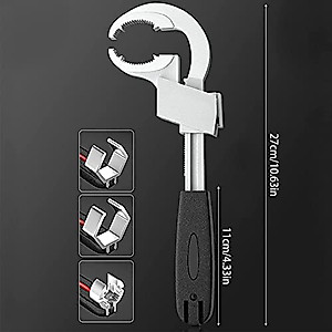 AEVXKHI Universal Adjustable Double-ended Wrench with 3 Card Slots 4 in 1 Multifunctional Adjustable Wrench Universal Sink Plumbing Tools for Disassembly Assembly of Sanitary Ware Pipe Puts Repair