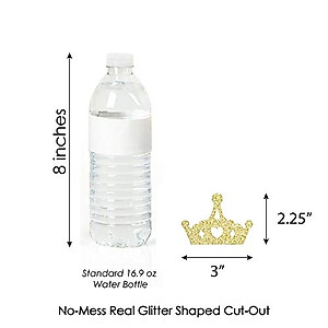 Gold Glitter Princess Crown Party Straws - No-Mess Real Gold Glitter Cut-Outs and Decorative Pink and Gold Princess Baby Shower or Birthday Party Paper Straws - Set of 24