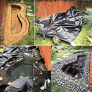 Warooma Pond Liner Black Garden Pond Liner PVC, Pond Liner Garden Pool Membrane, for Garden Pond Strength, UV-Resistant, Tear-Proof Environmentally Friendly