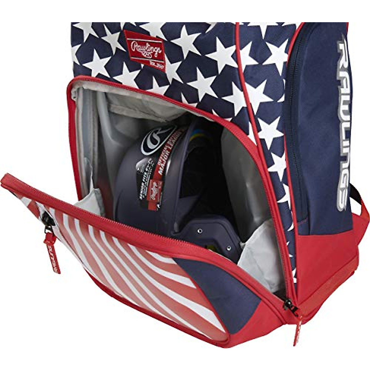 Rawlings | LEGION Backpack Equipment Bag | Baseball & Softball | Red/White/Blue
