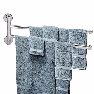 Cyrank Swivel Towel Rack, Kitchen Swivel Towel Bar 2/3 Arm Wall Mounted Hand Towel Rack Swing Out Rotating Towel Holder for Bathroom(2 Arms)