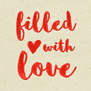 DALIX Filled With Love Cute Cotton Tote Bag in Red