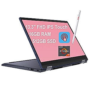 Lenovo Yoga 6 13 2-in-1 Business Laptop 13.3" FHD IPS 72% NTSC Touchscreen AMD Octa-Core Ryzen 7 5700U (Beats i7-10510U) 16GB RAM 512GB SSD Backlit KB Fingerprint Dolby USB-C Win 10 Blue + Pen