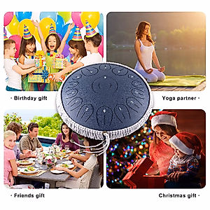 BURNING&LIN Steel Tongue Drum 15 Notes 14 Inches Tongue drum Handpan Drum Percussion for Meditation Yoga Musical Education Best Gift for Adult& Kids