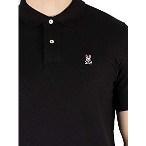 Psycho Bunny Men's Classic Trim Fit Short Sleeve Pique Polo Shirt Black