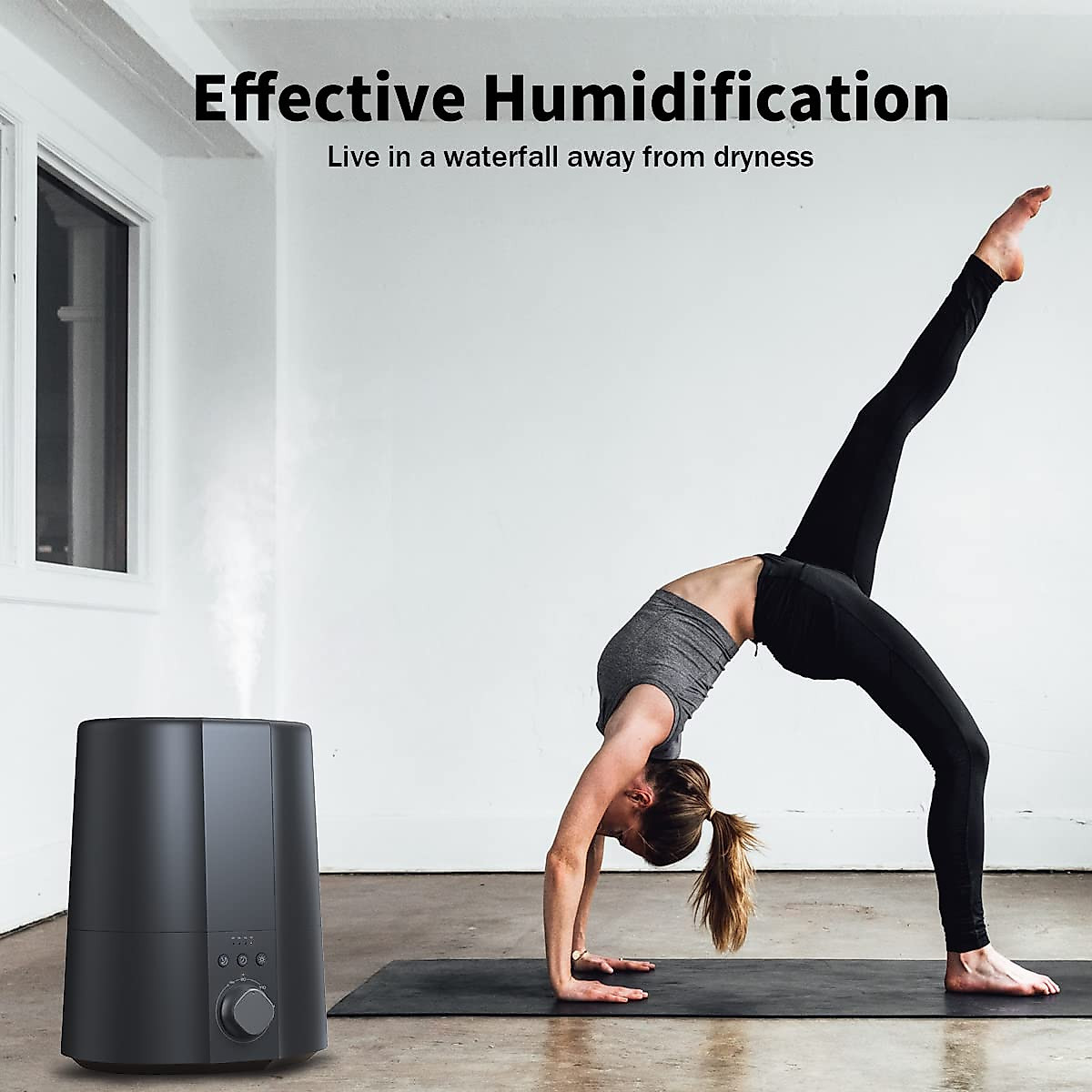 Air Humidifiers for Home, 2.5L Small Cool Mist Humidifiers for 30H Humidifying, Mini Quiet Ultrasonic Air Humidifiers for Baby, Plants, Bed Room, Night Light, Easy to Clean, 4 Timing, Auto Shut-Off Humidifiers (Black)