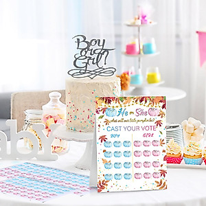 Poen Thanksgiving Gender Reveal Board with Stand What Will Our Little Pumpkin Be Maple Leaf Gender Reveal Game with 60 Pcs Fall Pumpkin Voting Stickers for Cast Your Vote Guess Game Autumn Baby Shower