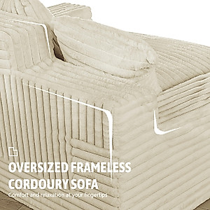 homecozy Multifunctional Modern Oversized Chaise Lounge - Large Floor Loveseat for Living Room and Bedroom, Casual Recliner for Gaming, Reading and Resting - Beige 48 * 48 * 28.3 Inches (Frameless)