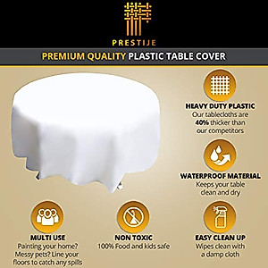 Plastic RoundTablecloth - Round Premium Disposable Tablecloths, Plastic Tablecloth Round - Round Table Disposable Table Cloth, Round Tablecloths 84 Inches, (6 Pack)