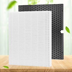 RONGJU Replacement 116130 Filter H for Winix 5500-2, 2 Filter & 2 Activated Carbon Filter Combo Pack Compare to Part # 116130