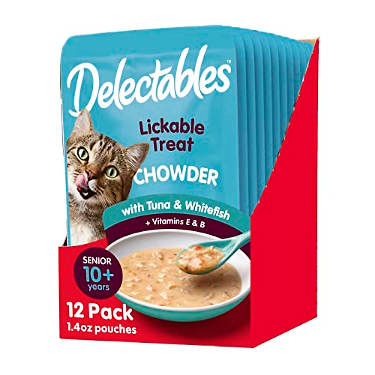 Hartz Delectables Chowder Lickable Wet Cat Treats for Senior Cats, Tuna & Whitefish, 1.4 Ounce (Pack of 12)(Packaging May Vary )