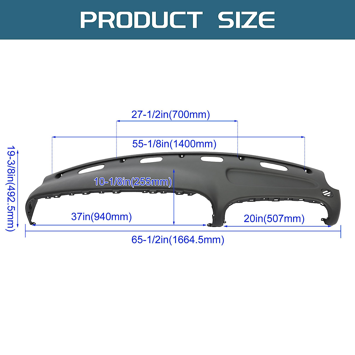 KUAFU Dash Replacement Compatible with 1998 1999 2000 2001 2002 Dodge Ram 1500 2500 3500 Dash Panel Dash Top Dashboard Replacement (Dark Gray)