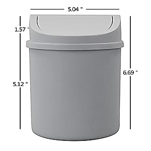 Dehouse 0.5 Gallon Tiny Swing Top Trash Can, Mini Desktop Garbage Bin, Gray