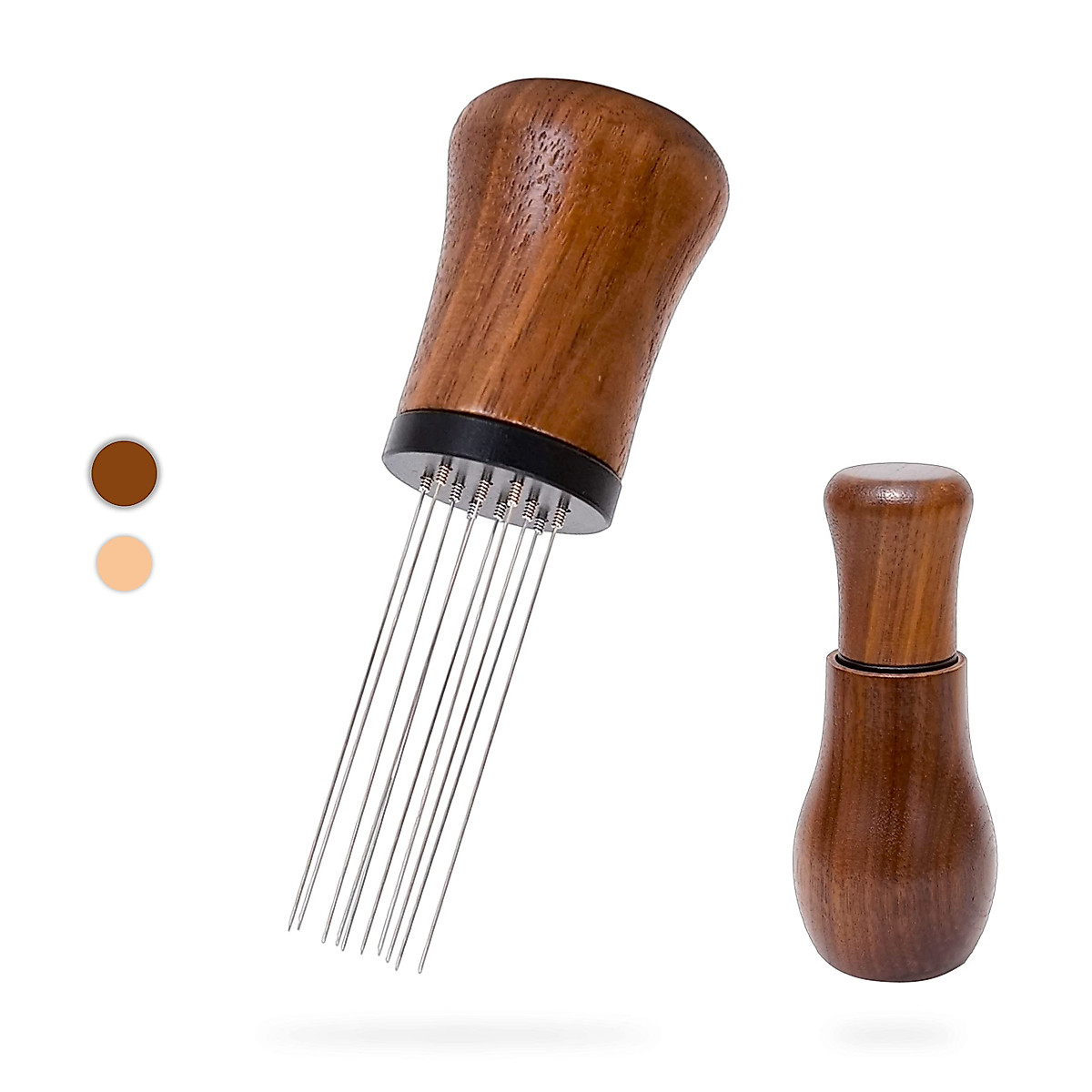 Woouch WDT Espresso Tool, Espresso distribution Tools,10 Needles 0.35mm Espresso Coffee Stirrer, Nature Wood Handle with Stand (Walnut)