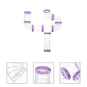 3sets Rats Maze Other Connector Toy Tool Fun Ferrets Purple Animals Hamster Gerbil Tube Tunnel Hideout, Hideaway House Animals- Pet DIY Transparent Sugar Plastic Exercising