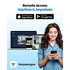 Veezoom PoE Camera - IP Security Camera for Full-Color Night Vision Dome Surveillance Cameras Outdoor with AI Detection, 5MP 100Ft IR Night Vision, Support SD Card (Adapter not Included)-WS-N151HZ